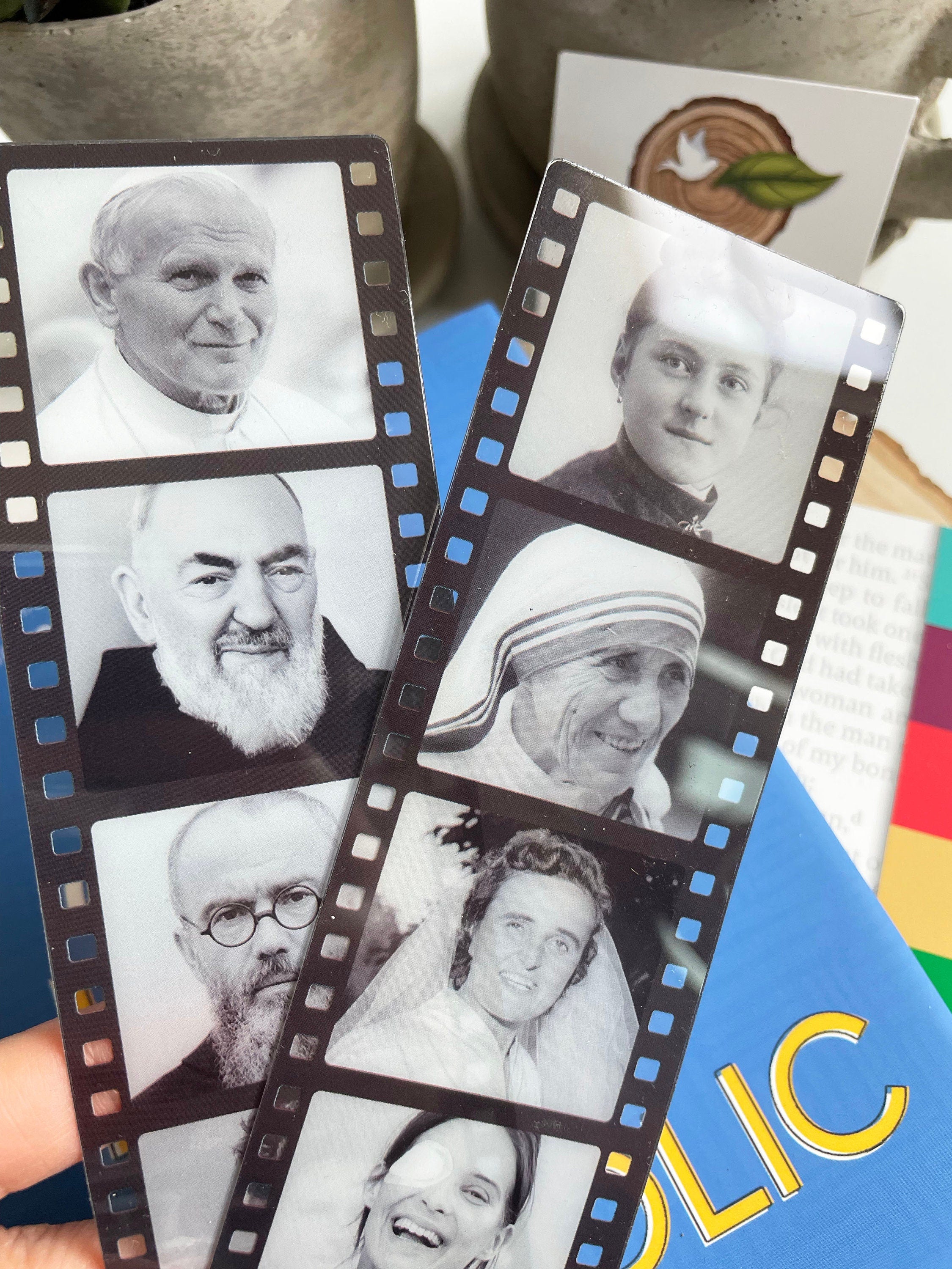 Saints Photo Film Strip Bookmarks Set of 2 | Catholic Bookmarks | Plas ...